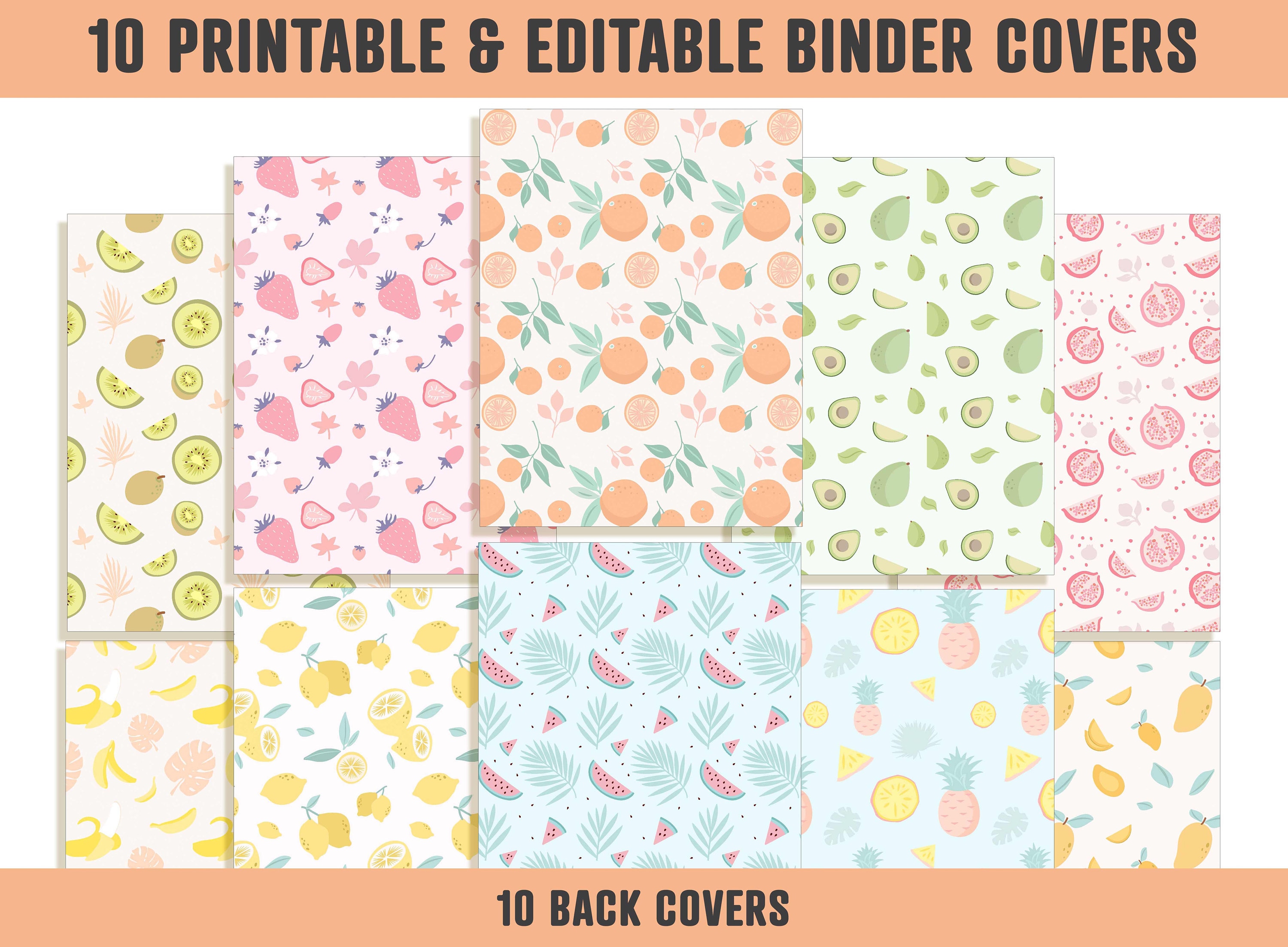 Tropical Fruits and Berries Binder Cover 10 Printable & - Etsy