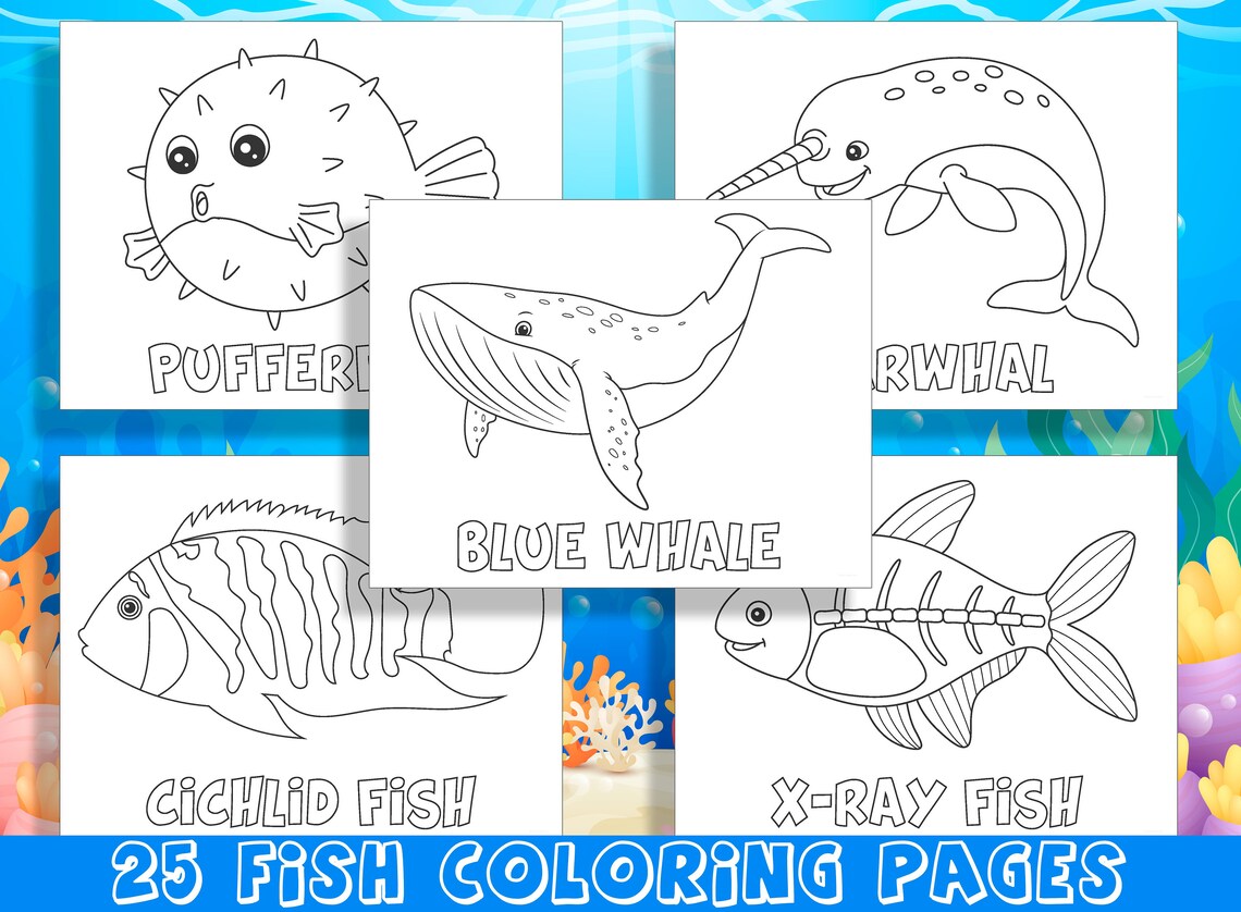 Fish Coloring Pages, 25 Colorful Pages of Underwater Friends to Color ...