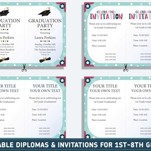 Editable First Grade Awards, 1st to 8th Grade Diploma, Certificate of ...