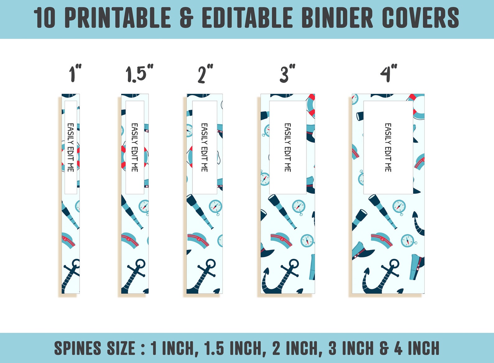 Ocean Binder Cover 10 Printable/editable Coversspines - Etsy