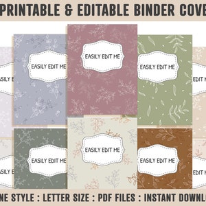 Floral Binder Cover, 10 Printable & Editable Binder Covers+spines ...