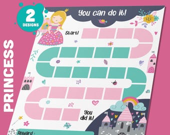 Princess & Unicorn Reward Chart for Kids, Printable Responsibility and ...