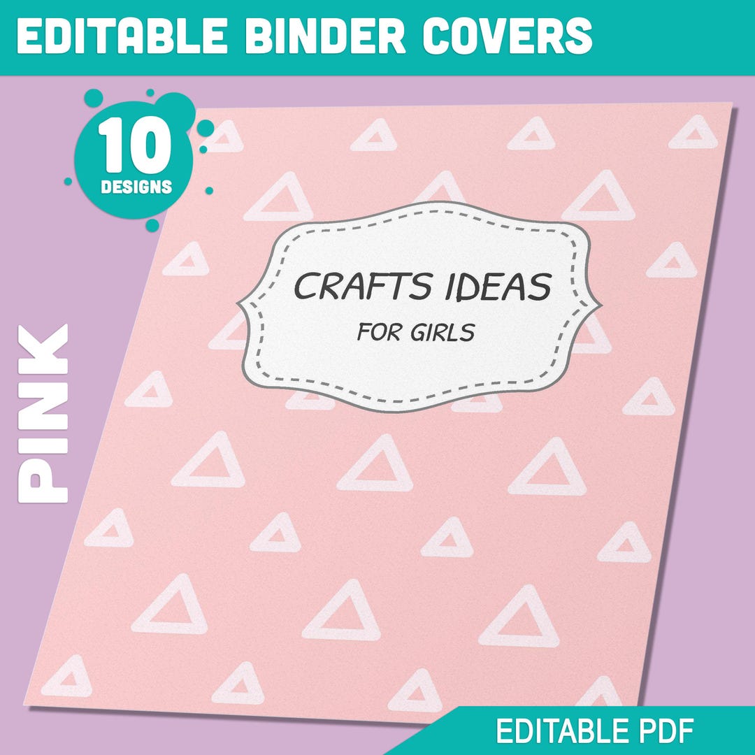 Pink Binder Cover, 10 Printable & Editable Covers+spines, Binder Insert ...