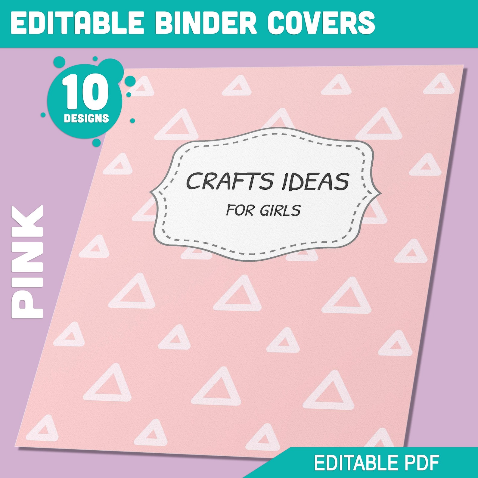 Pink Binder Cover, 10 Printable & Editable Covers+spines, Binder Insert ...