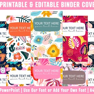 Powerpoint Binder Covers, 10 Printable/editable Abstract Floral Covers ...