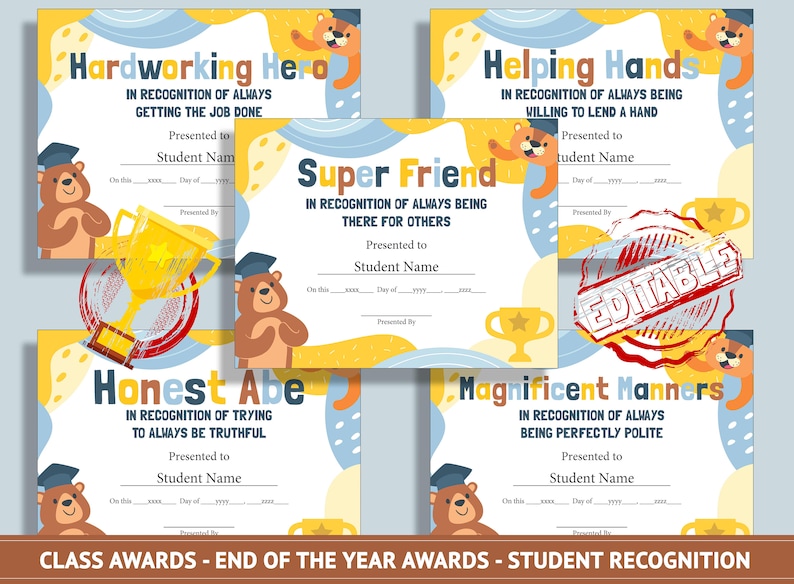 Editable Superlative Awards, End of the Year Classroom Awards, Student ...