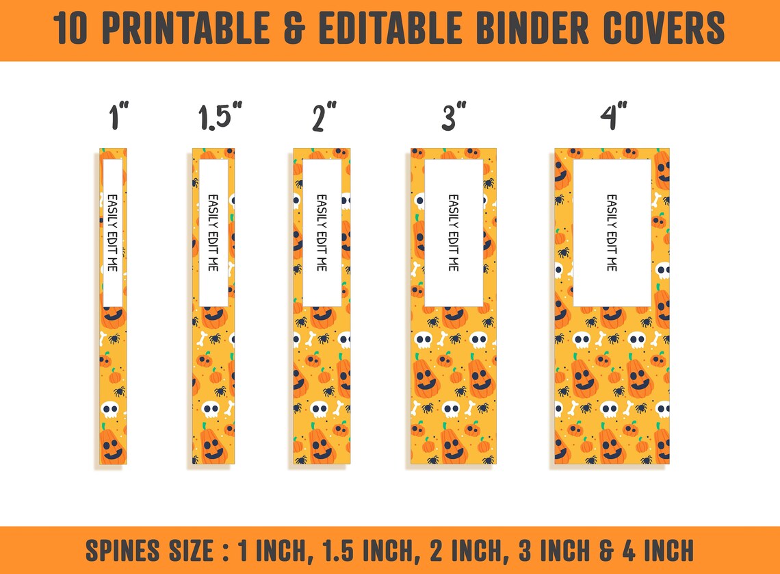 Halloween Binder Cover 10 Printable & Editable Binder - Etsy