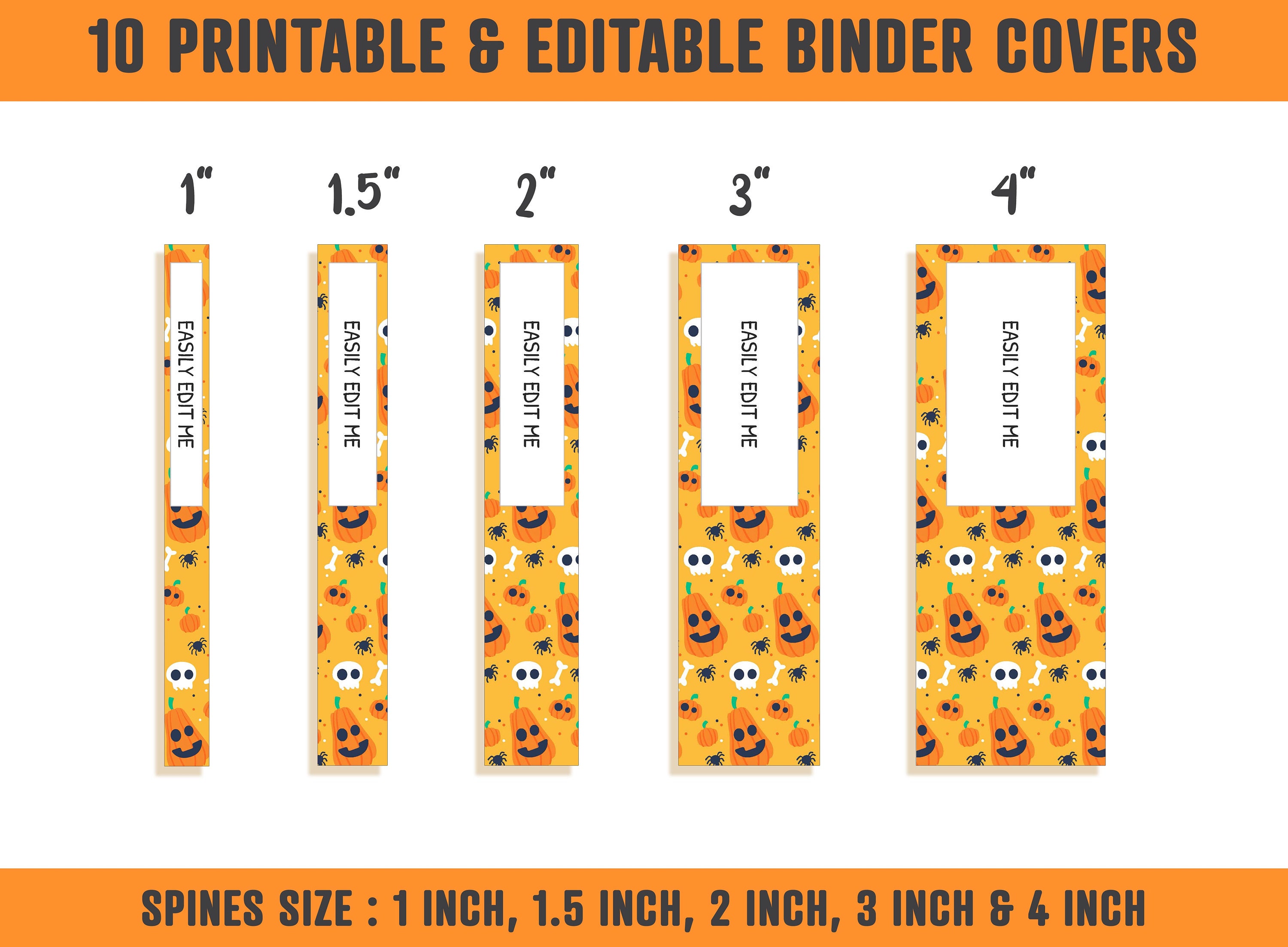 Halloween Binder Cover 10 Printable & Editable Binder - Etsy