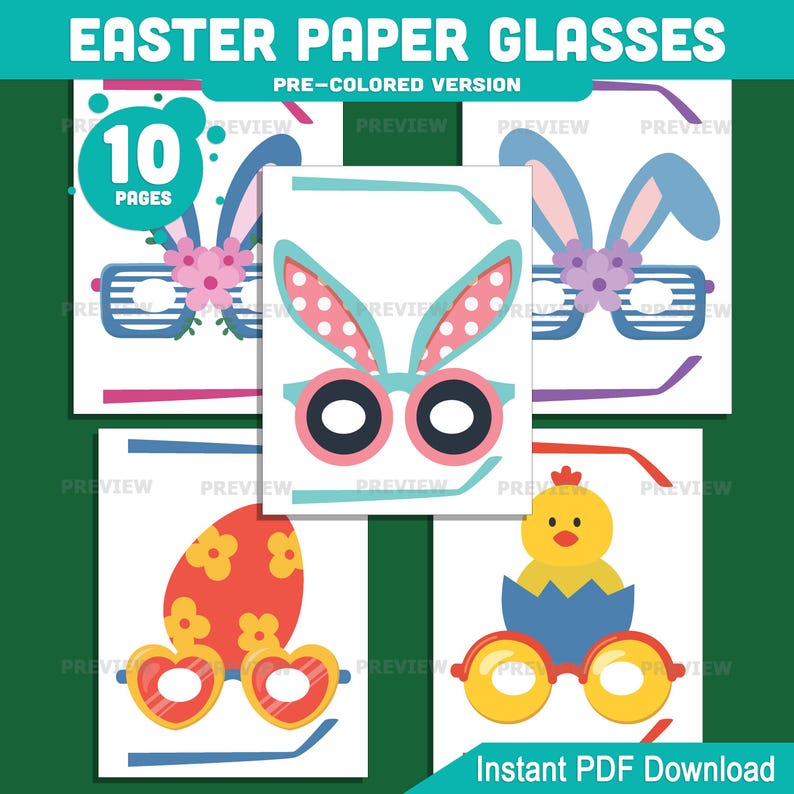 Easter Paper Glasses Printable, Bunny Lamb Egg Glasses Template Craft ...