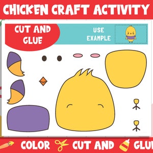 Cute Chicken Craft Activity - Color, Cut, and Glue for Prek to 2nd ...
