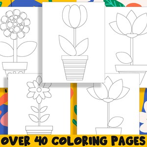 Summer Flowers in Pots Coloring Book, 40 Printable Flower Coloring ...