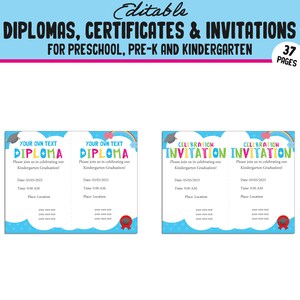 37 Editable Pre-k, Preschool, and Kindergarten Diplomas, Certificates ...