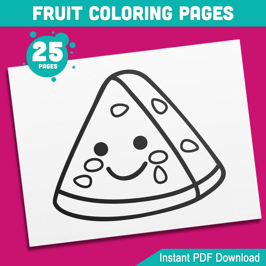 Fruit Coloring Pages: 25 Cute & Simple High-resolution Coloring Book ...