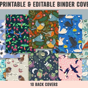 Various Birds Binder Cover, 10 Printable/editable Binder Covers ...