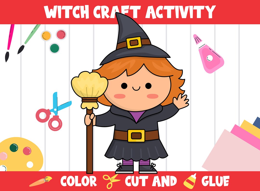 Witch Craft Activity - Color, Cut, and Glue for Prek to 2nd Grade, PDF ...