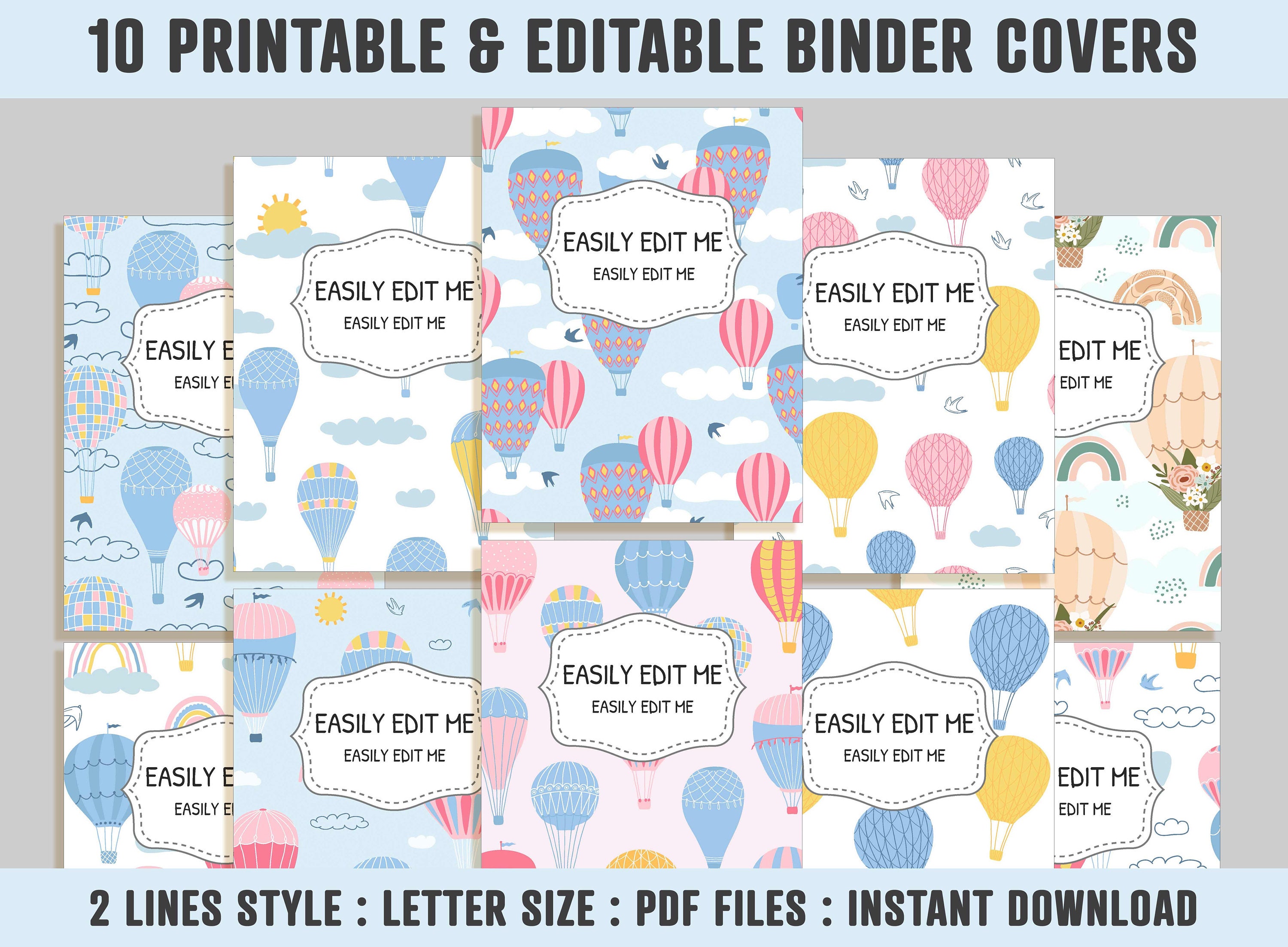 Printable Binder Cover, 10 Covers+spines, Binder Cover Printable ...