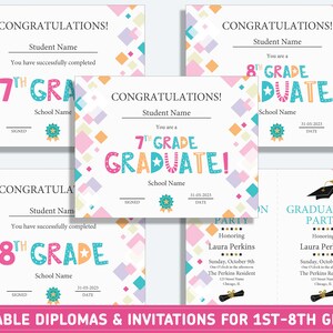 Editable 4th Grade Diploma, 1st to 8th Grade Diploma, Certificate of ...