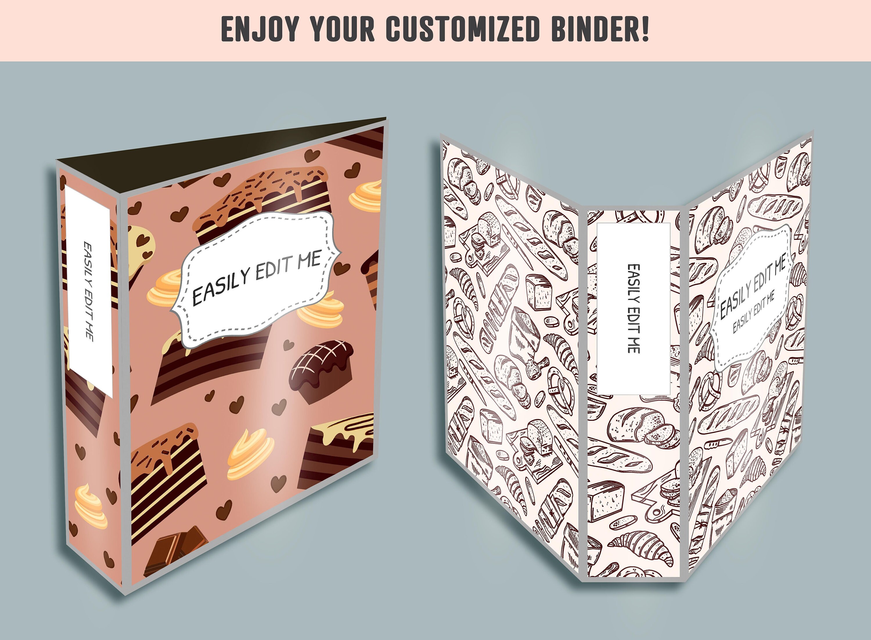 Bakery Binder Cover bread Cake Brownie Bun Croissant... - Etsy