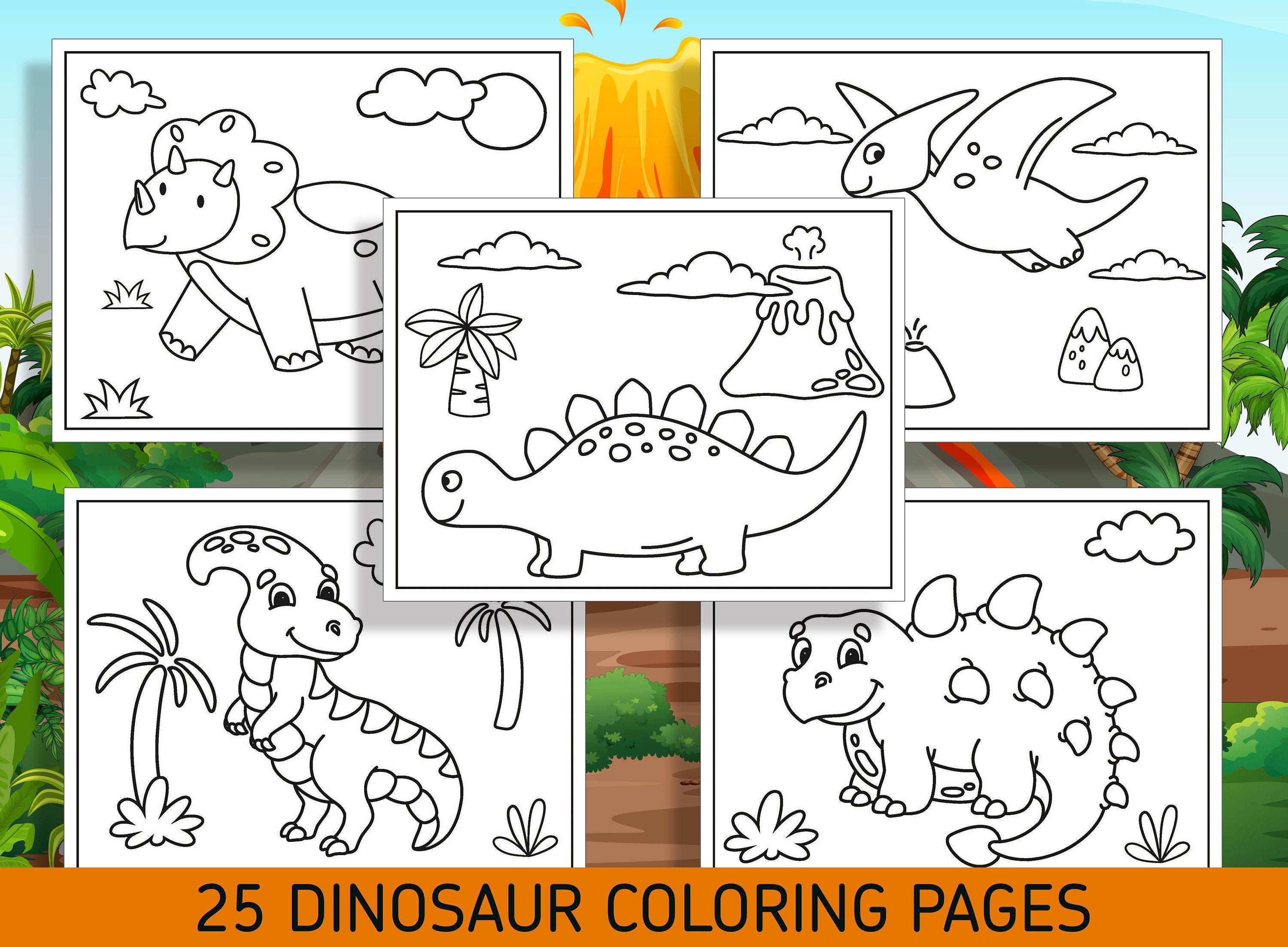 Roar-some Fun for Kids 25 Easy Dinosaur Coloring Pages for Kindergarten ...