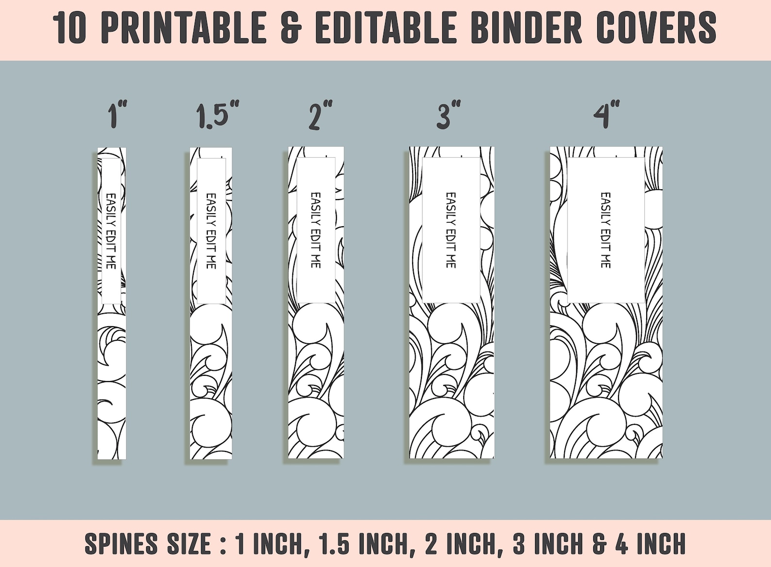 Abstract Wave Binder Cover, 10 Printable & Editable Binder Covers ...