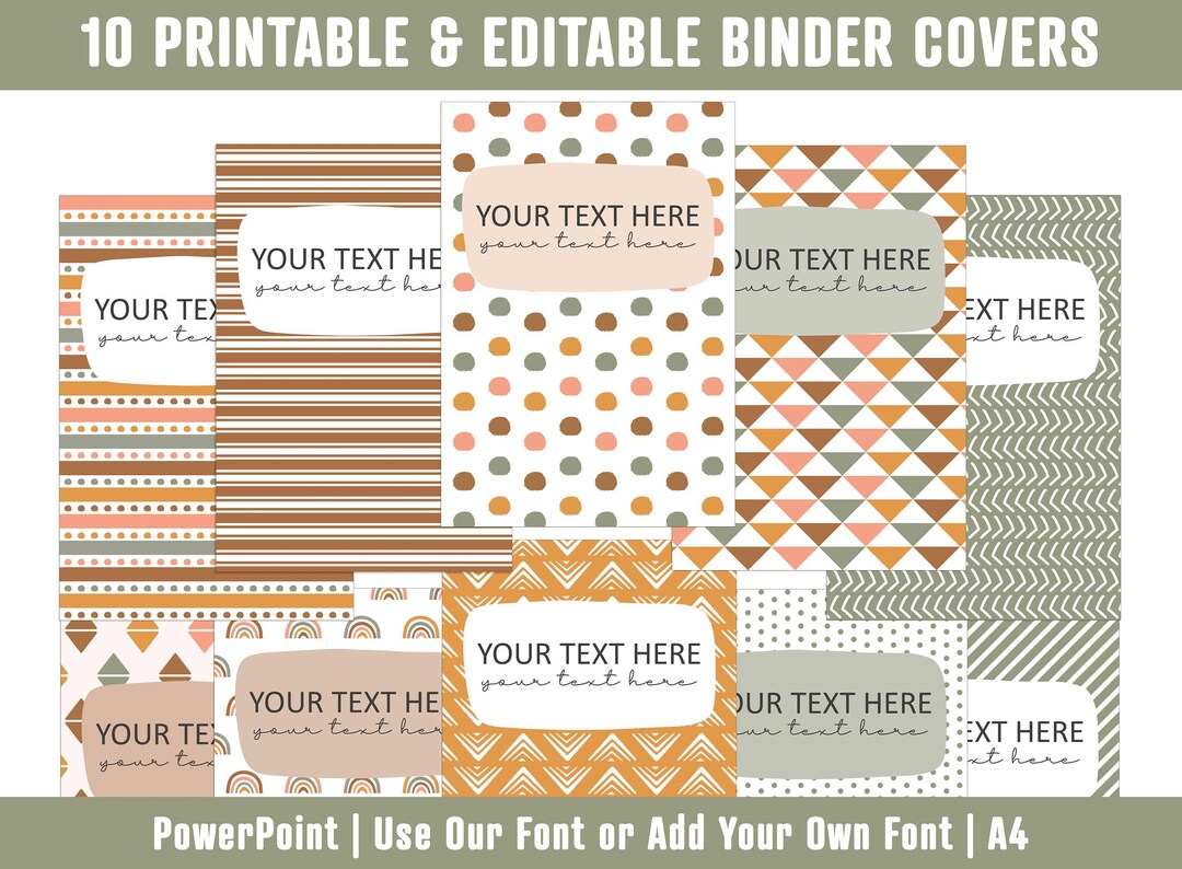 Powerpoint Binder Covers 10 Printable/editable Brown and - Etsy