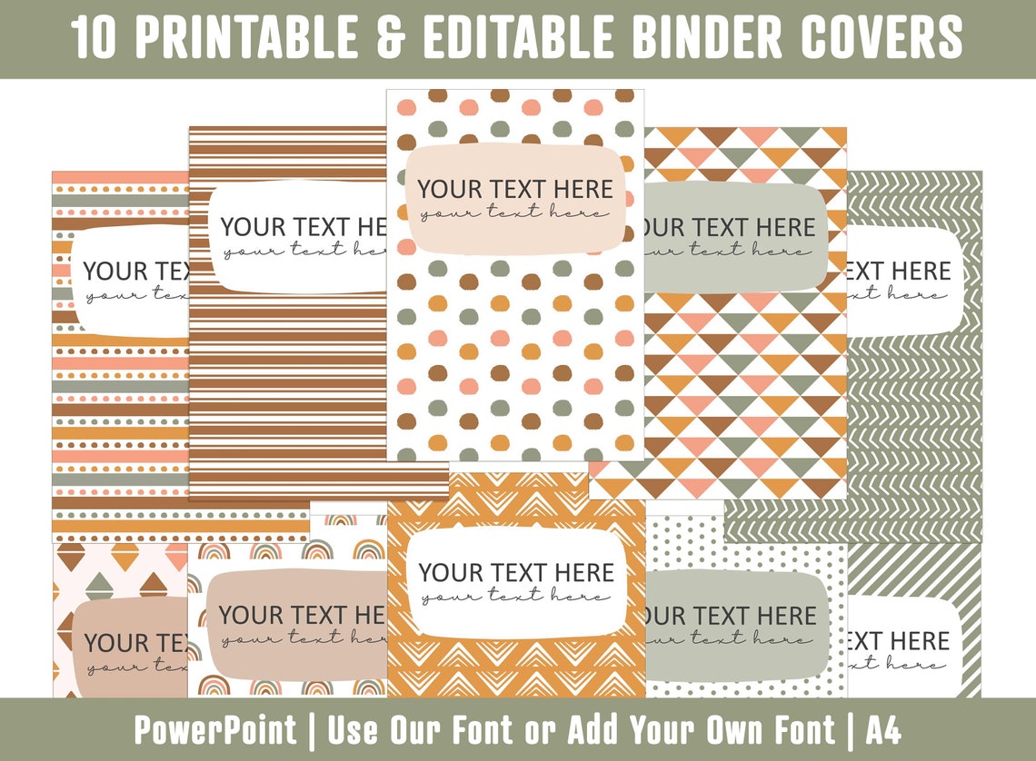 Powerpoint Binder Covers 10 Printable/editable Brown and - Etsy