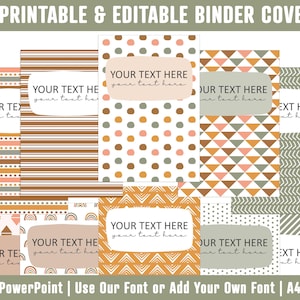 Powerpoint Binder Covers, 10 Printable/editable Brown and Green Covers ...