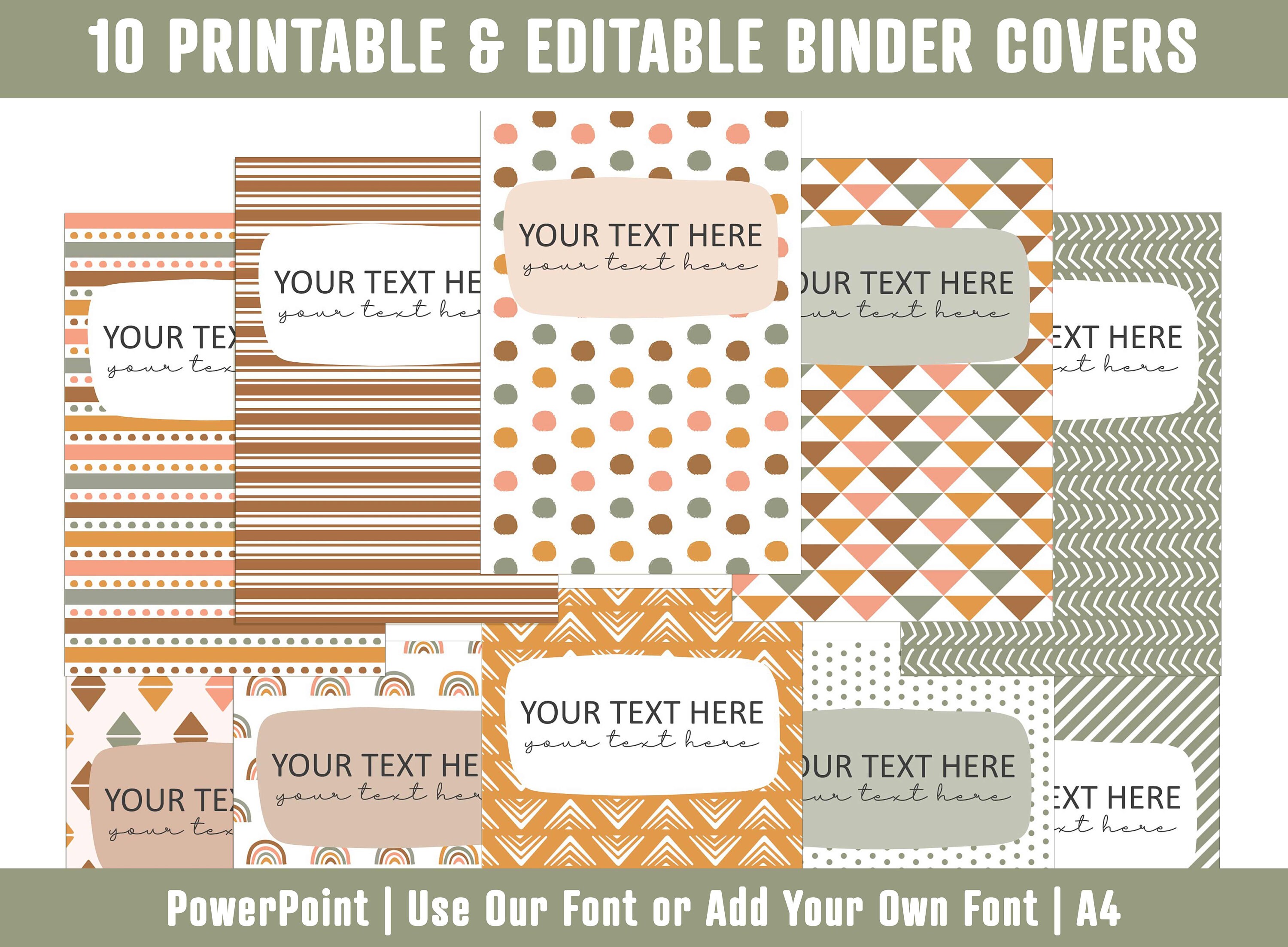 Powerpoint Binder Covers 10 Printable/editable Brown and - Etsy