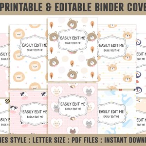 Binder Cover Animal, 10 Printable & Editable Binder Covers and Spines ...