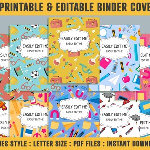 Back to School Pattern Binder Cover, 10 Printable/editable Binder ...