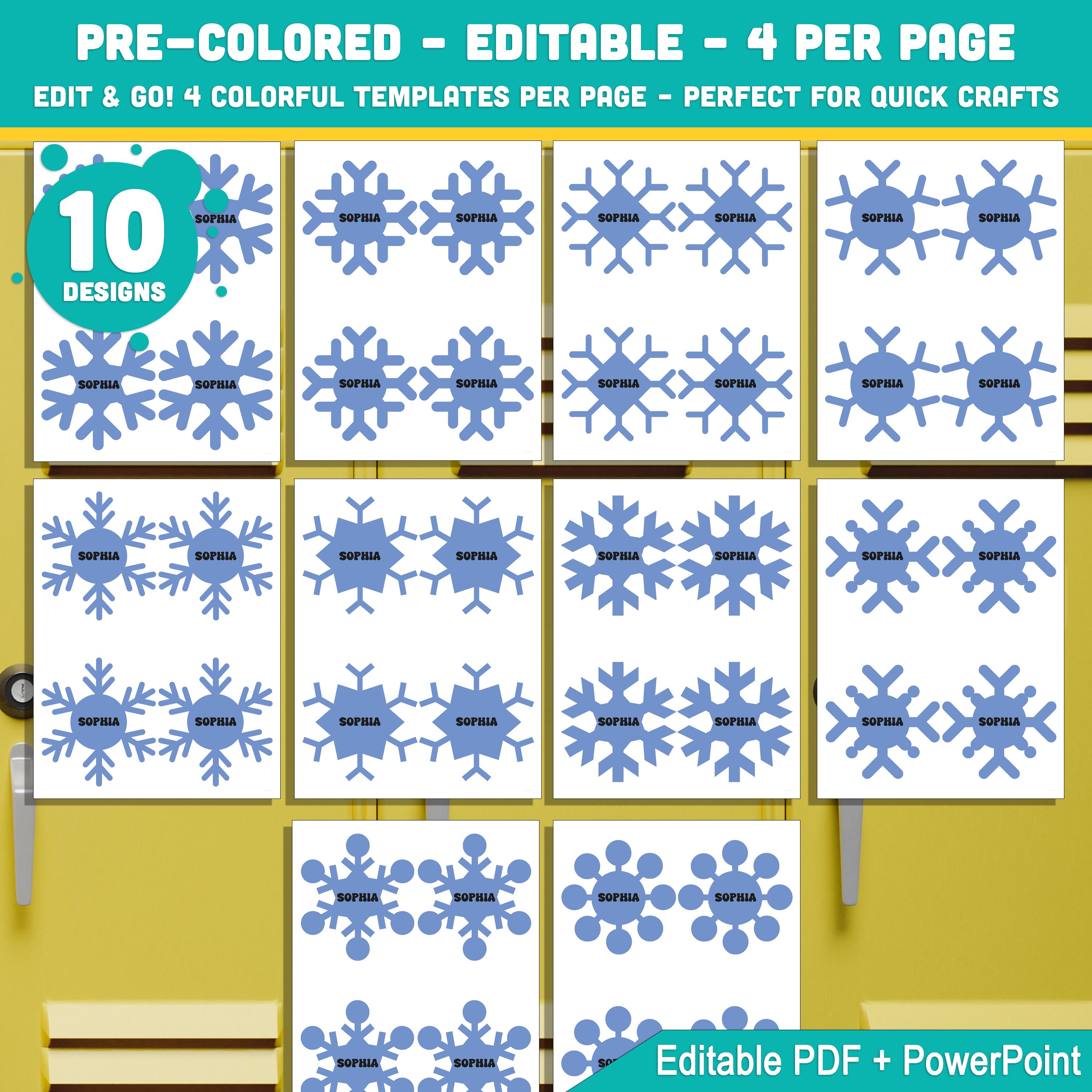 Editable Locker Labels, Cubby Name Tags, Snowflake Themed, Pre-colored ...