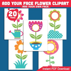 Add Your Face Flower Clipart Templates: Create a Personalized Spring ...