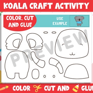 Cute Koala Craft Activity - Color, Cut, and Glue for Prek to 2nd Grade ...