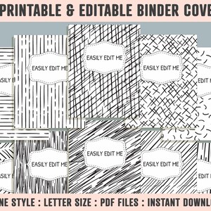 Engraving Hand Drawn Pattern Binder Cover, 10 Printable/editable Binder ...