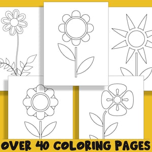Spring Flowers Coloring Book, 40 Printable Coloring Pages for Kids a ...