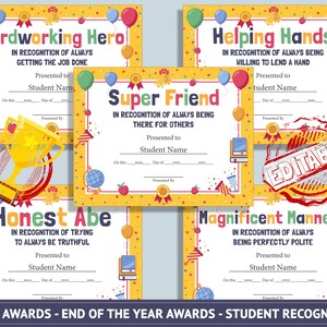 Editable Superlatives Certificates, End of the Year Classroom Awards ...