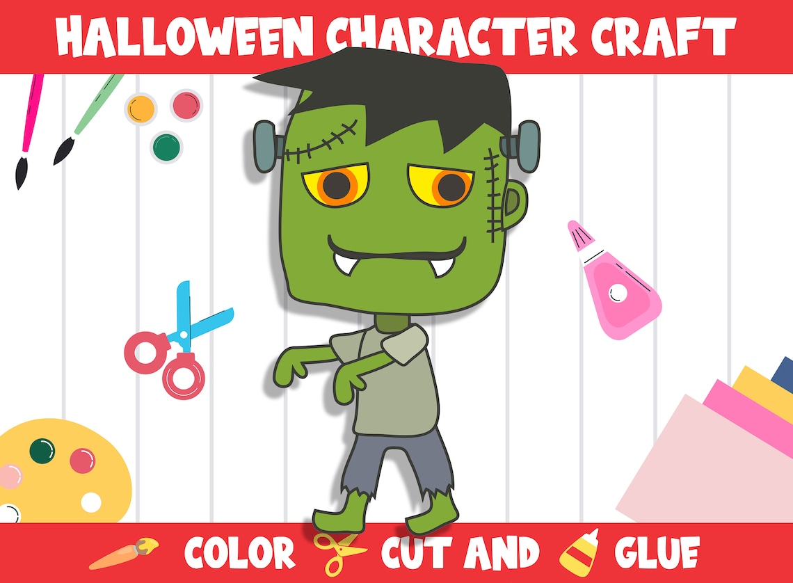 Halloween Character Craft Activity Color, Cut, and Glue for Prek to 2nd ...