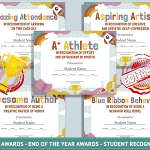 Editable Class Awards End of Year - End of the Year Awards - Student ...
