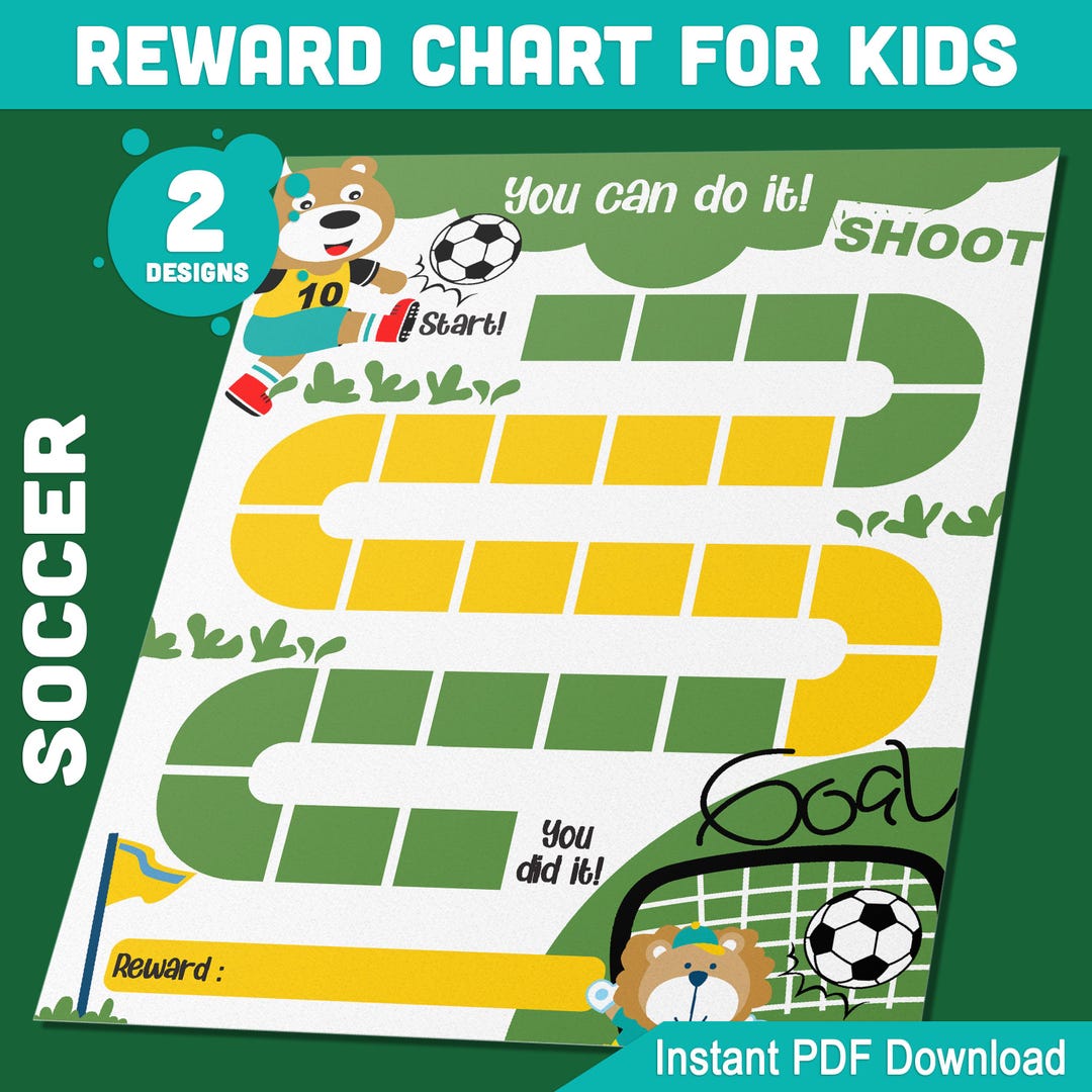 Printable Animal Soccer Reward Chart for Kids, Featuring 2 Fun Designs ...