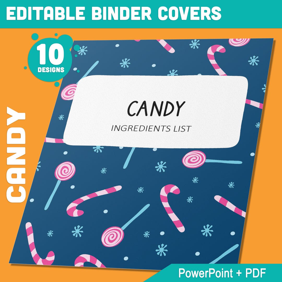 10 Editable Lollipops/candy Canes Binder Covers, Includes 1,1.5,2 ...