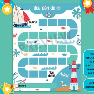 Printable Pirate Reward Chart: Ship & Lighthouse Theme, Boy/girl Chore ...