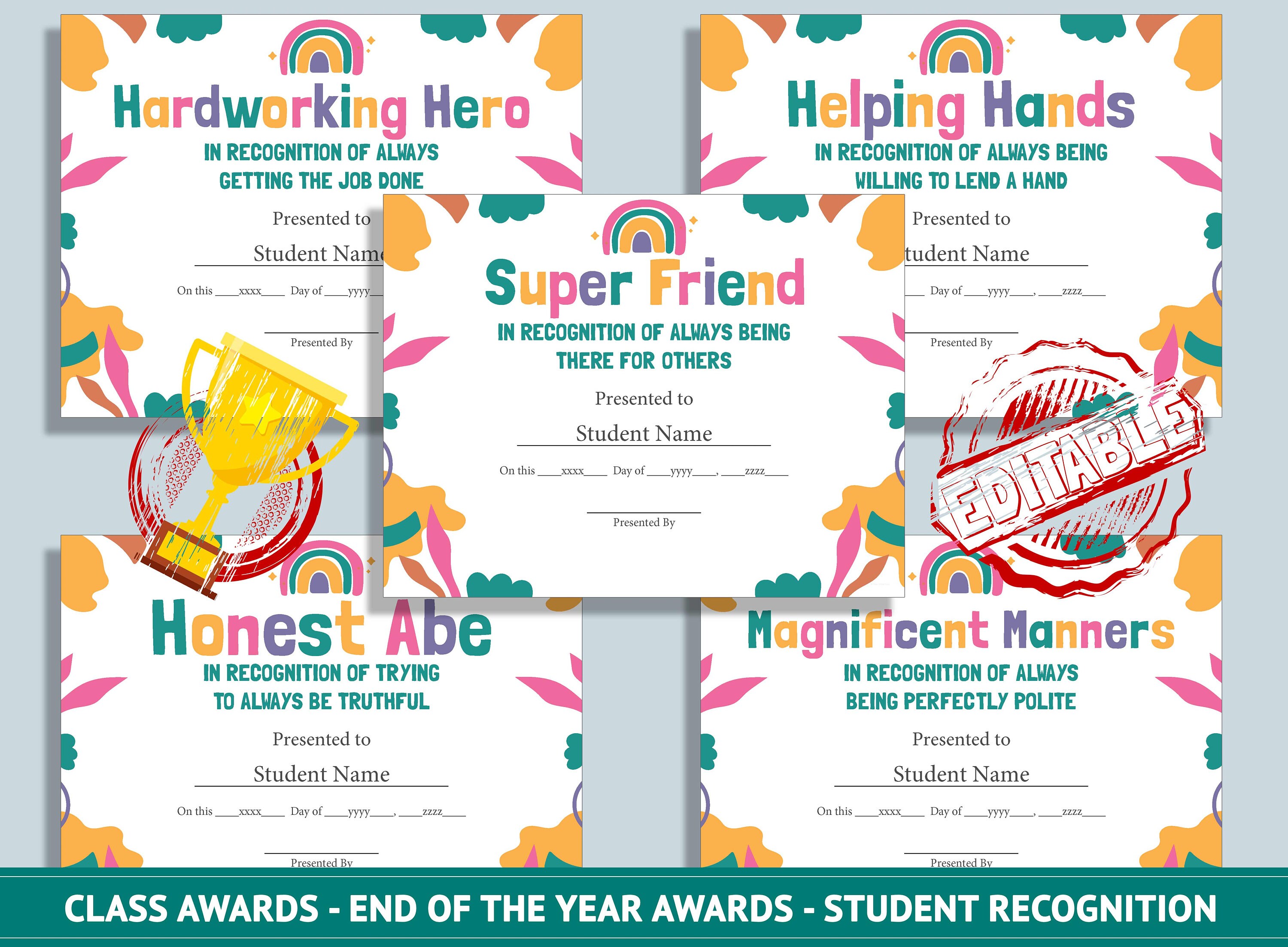 Editable End of Year Classroom Awards End of the Year Awards Student ...