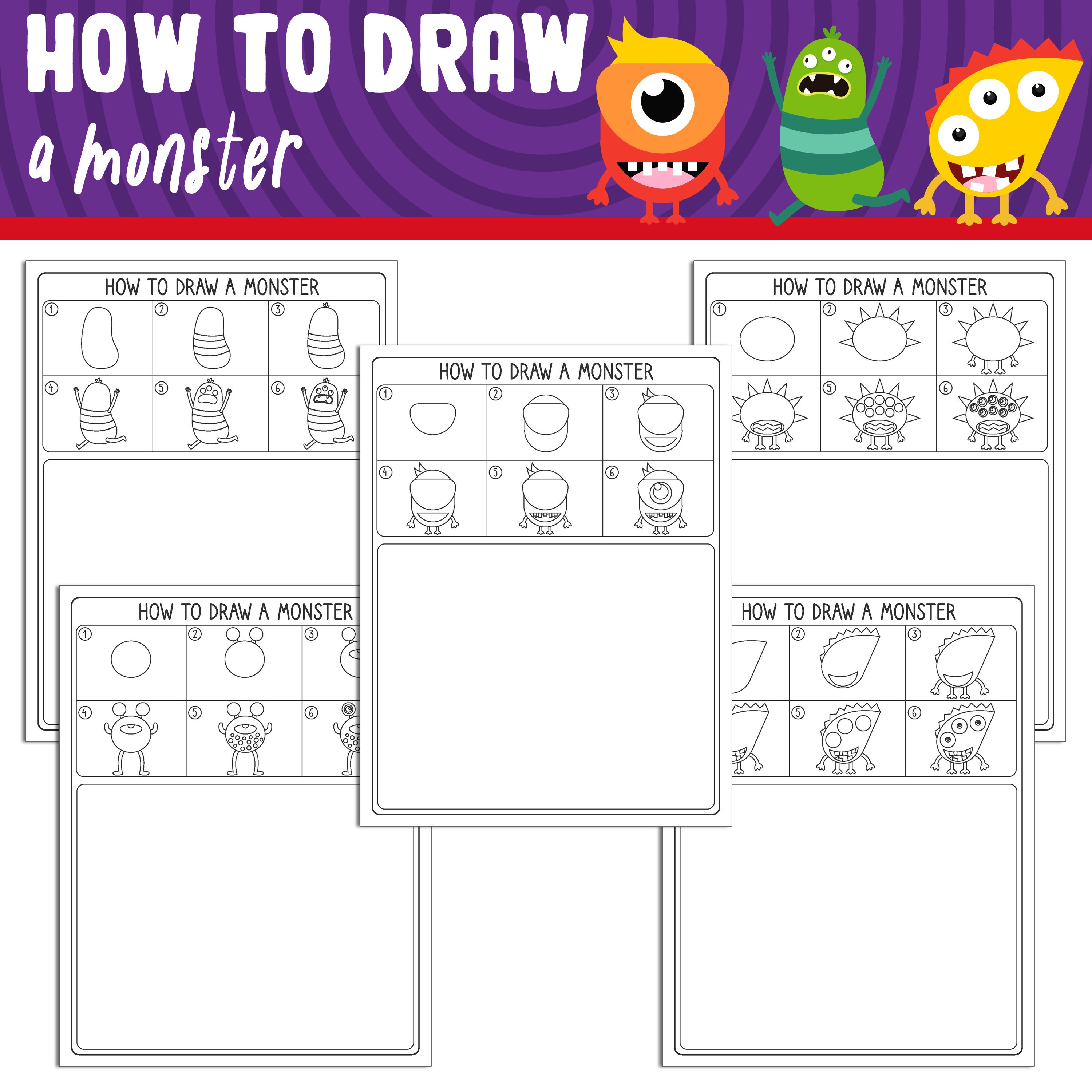 Learn How to Draw a Monster Easy: Directed Drawing Step by Step ...