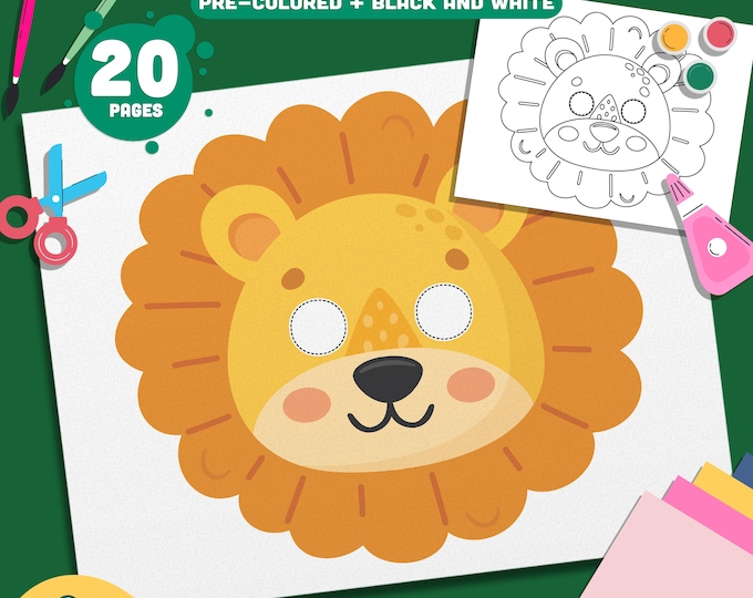 25 Printable Masks I Standard PDF I Instant Download I Animal Halloween ...