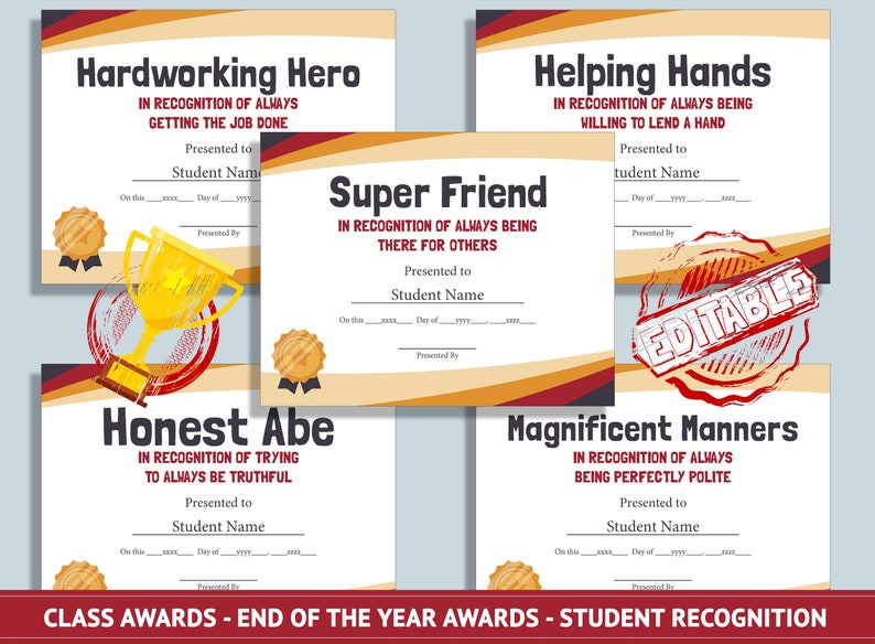 Editable Last Day of School Certificate, End of the Year Awards ...