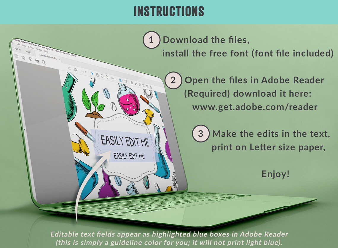 Science Pattern Binder Cover 10 Printable & Editable Binder - Etsy