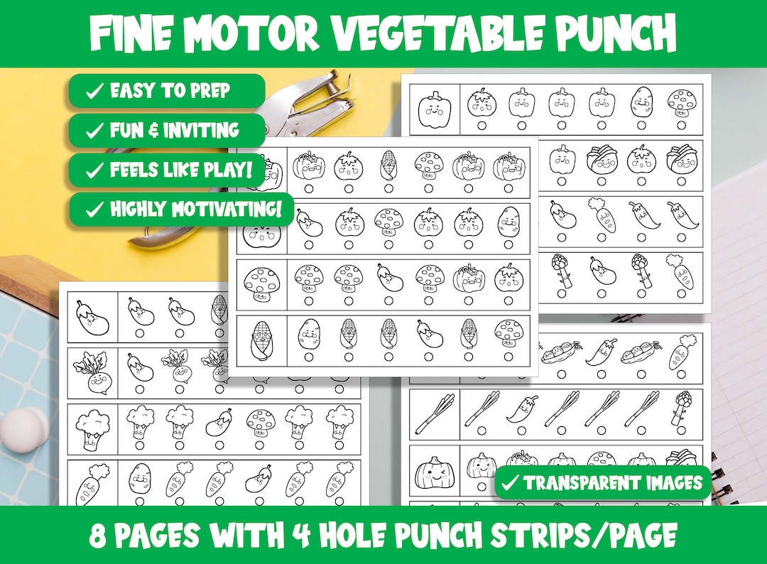 Fine Motor Vegetable Punch, Kids Hole Punch Activities for Task Boxes ...