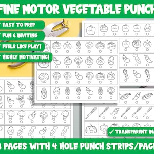 Fine Motor Vegetable Punch, Kids Hole Punch Activities for Task Boxes ...