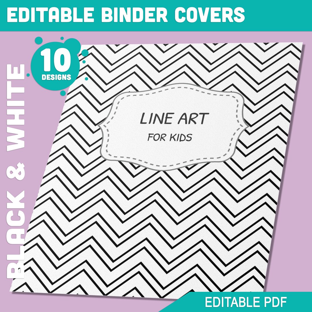 Black and White Backgrounds Binder Cover, 10 Printable & Editable ...