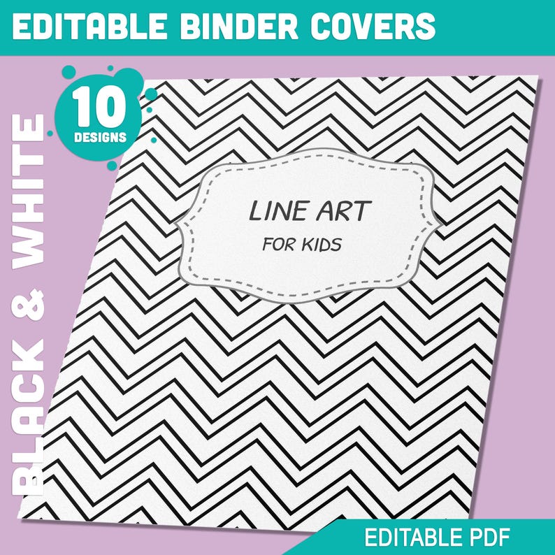 Black and White Backgrounds Binder Cover, 10 Printable & Editable ...